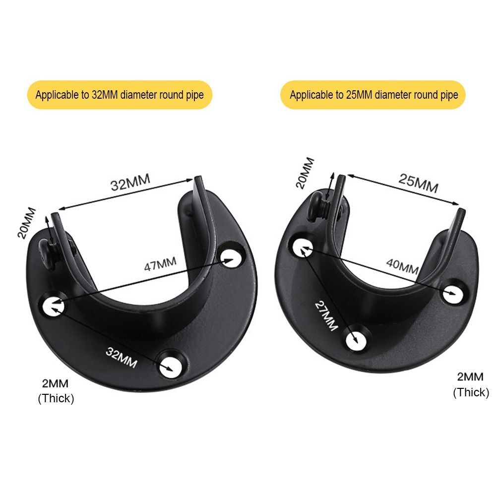 Flange Seat Socket Clothes Rail Bracket Hanging Rod End Support Closet ...