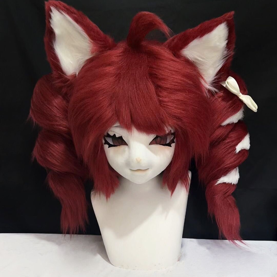 Custom Fox Kigurumi Mask with Red Hair | eBay