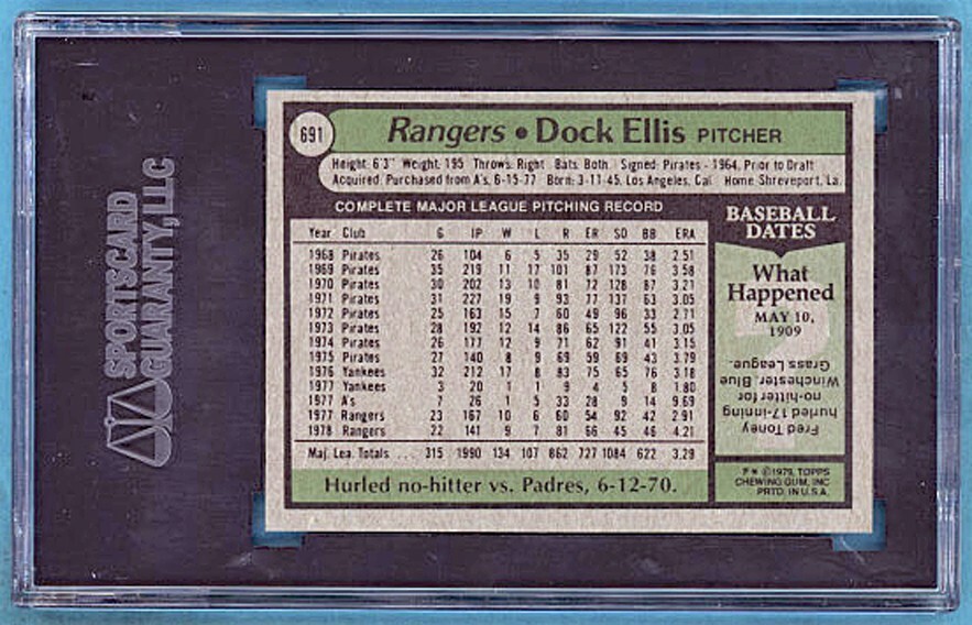 1979 Topps Dock Ellis #691 SGC 98! Gem Mint! 10 Rangers! | eBay