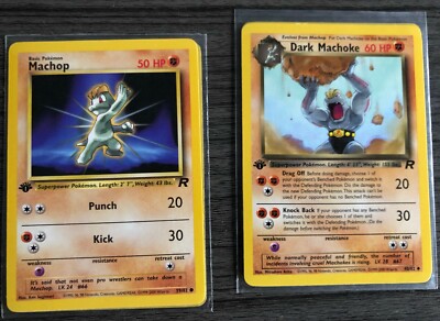 POKEMON 1ST EDITION TEAM ROCKET MACHOP + DARK MACHOKE - RARE! AMAZING ...