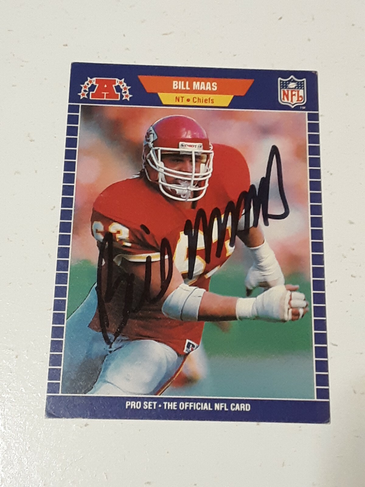 Bill Maas Kansas City Chiefs 1989 Pro Set Autograph Card #175 READ ...