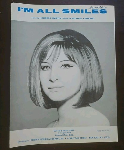 I'm All Smiles 1964 Sheet Music ~ Barbra Streisand ~ Michael Leonard | eBay