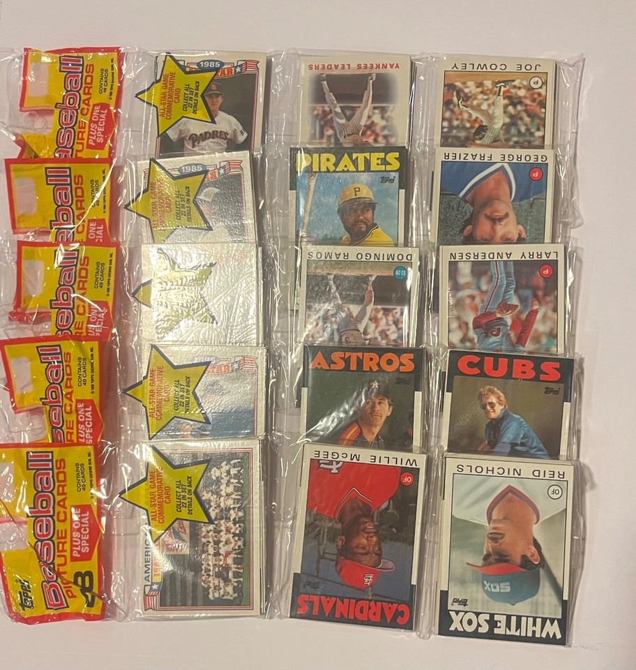 LOT OF (10) 1986 Topps Baseball Unopened Rack Packs RYAN ROSE? 48 cards ...