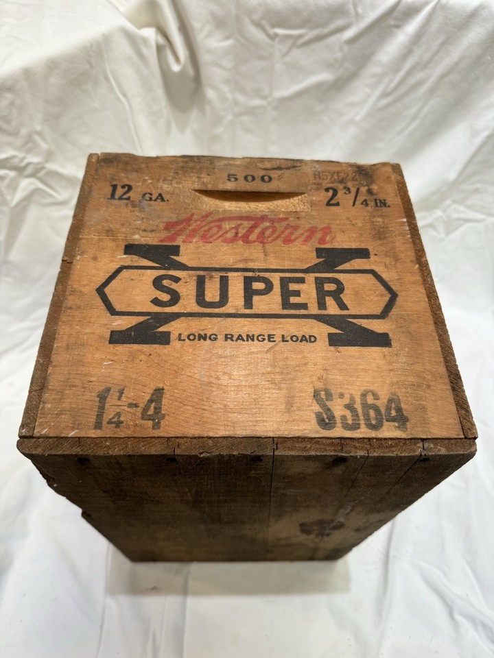 Western 500 12ga SuperX Vintage Empty Wooden Crate Ammo Box | eBay