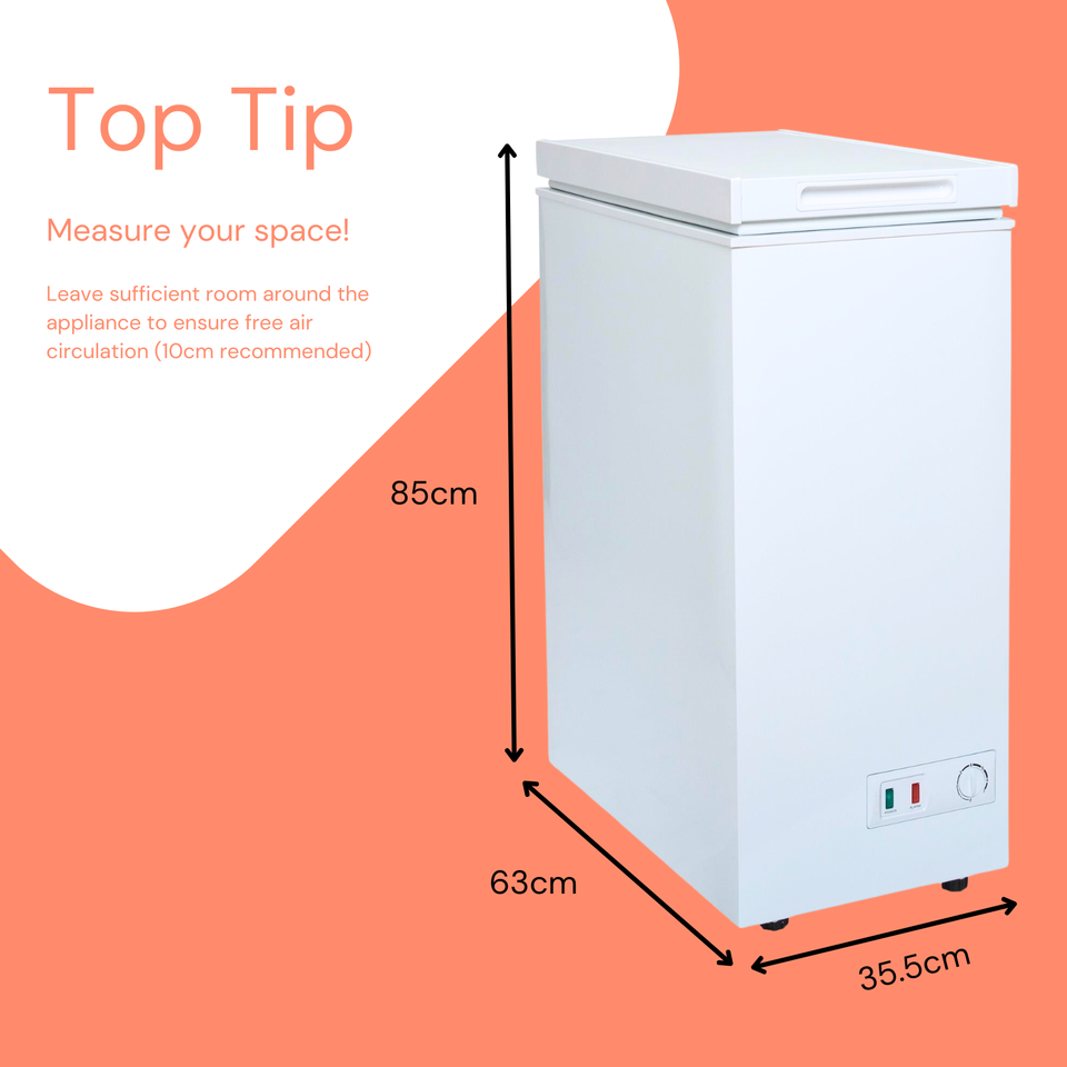 SIA CHF60W 36cm White Chest Freezer, Freestanding Slimline Compact ...
