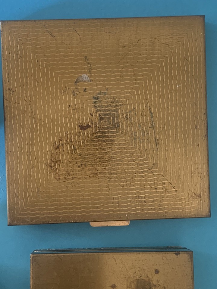 Vintage Decorative Brass Compact Ashtray Foldable Cup Pill Trinket Box ...