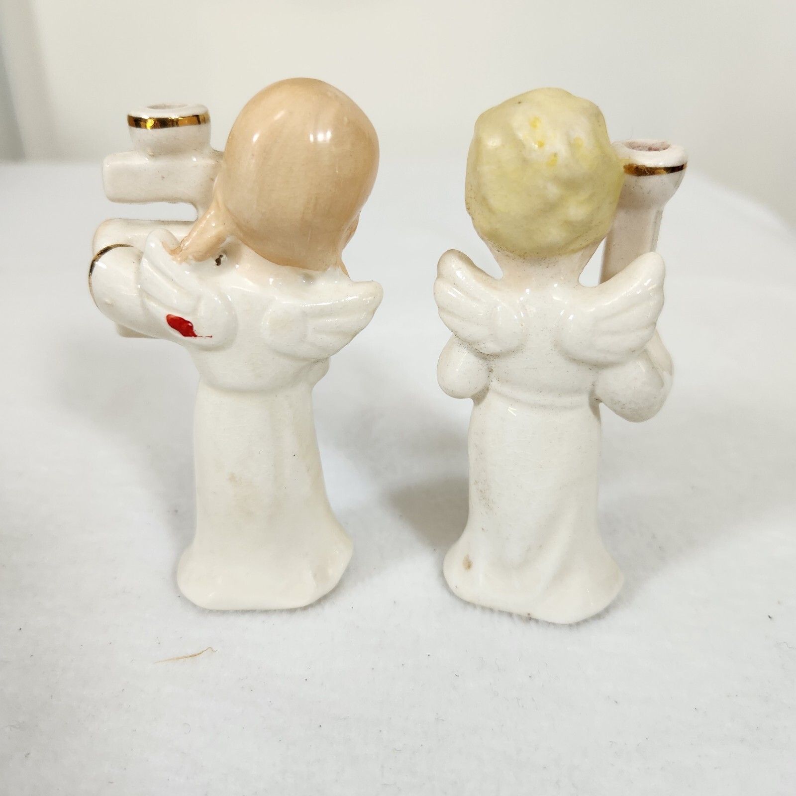 Lefton 1950s Singing Porcelain NOEL Angel Candle Holder Figurines Red ...