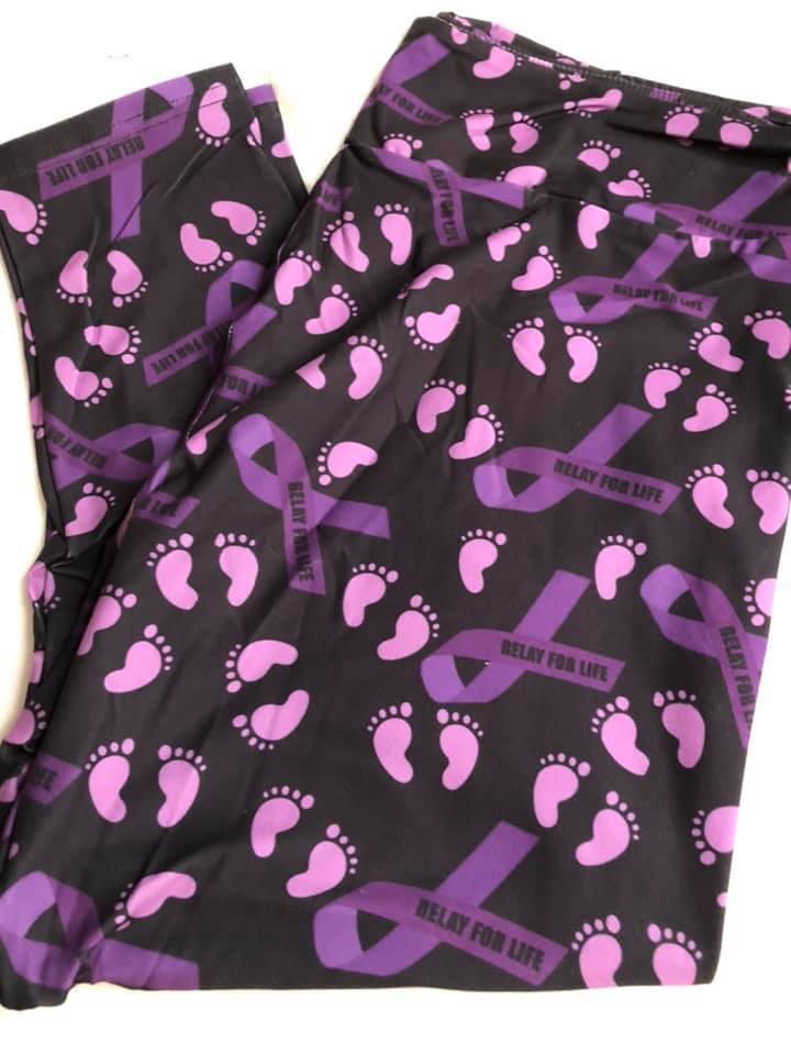 New Purple Ribbon Walk TC2/Extra Plus Capri Leggings Size 20-30 FREE ...