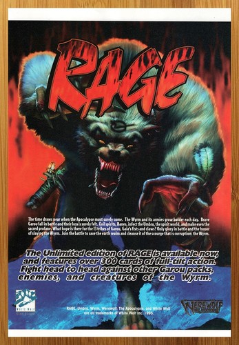 1995 Rage Werewolf The Apocalypse TCG Trading Cards Print Ad/Poster ...