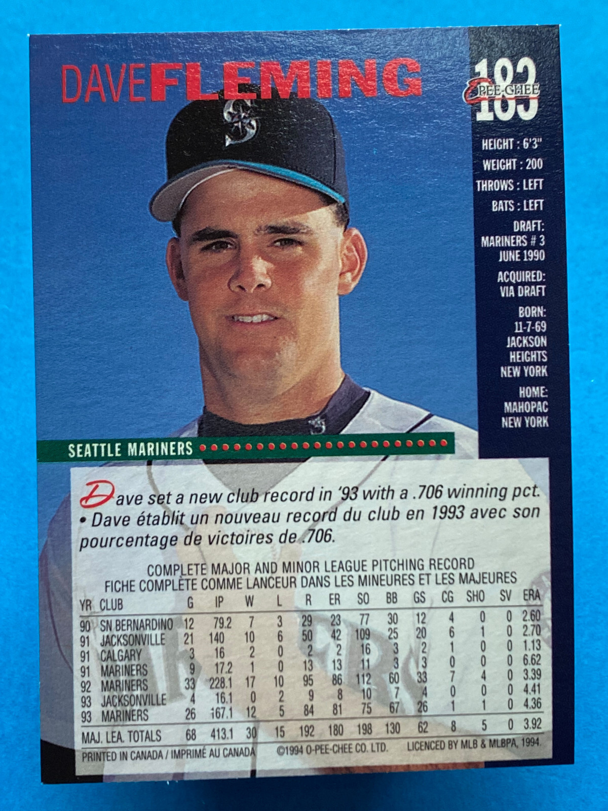 1994 O-Pee-Chee - Dave Fleming #183 for sale online | eBay