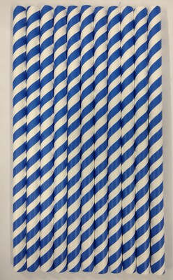 🥤BLUE White Striped Paper Straws Biodegradable Straw Smoothies ...