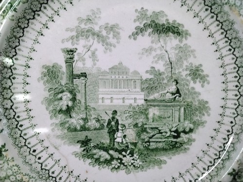 Rare Antique CLEWS Plate Canovian 1818-1834 green transferware ...