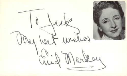Enid Markey Signed Auto 3x5 Index Card Tarzan | eBay