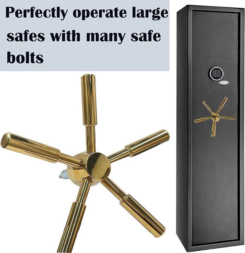 Gun Safe Handle - 5 Spoke Handle With Gold Finish Safe Handle Spoke For ...