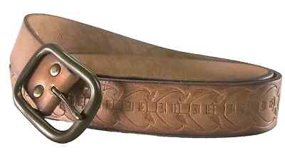J.Crew Unisex Brown Leather Tooled Belt with Brass Buckle size 36 | eBay