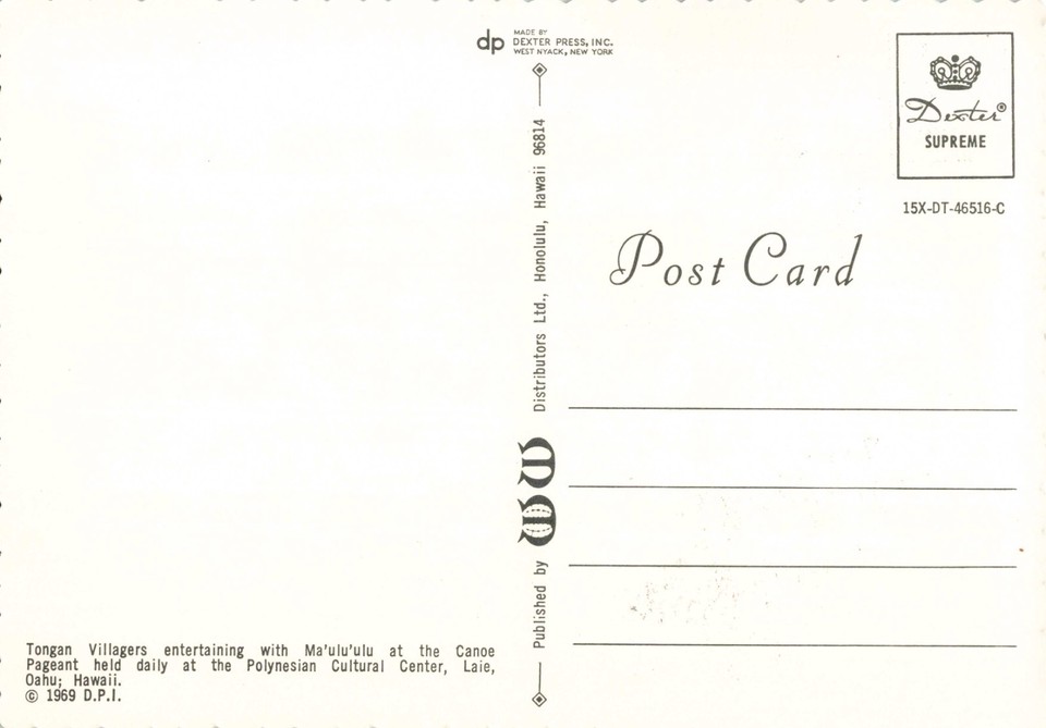 Laie HI, Polynesian Cultural Center Tonga Villagers, Vintage Scalloped ...