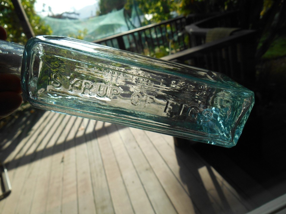 Antique Western Medicine Bottle ~ Older circa 1880s aqua SYRUP OF FIGS ...