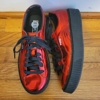 Puma 8.5 Basket Red Metallic Creepers Sneakers Oxfords Lace Up ...