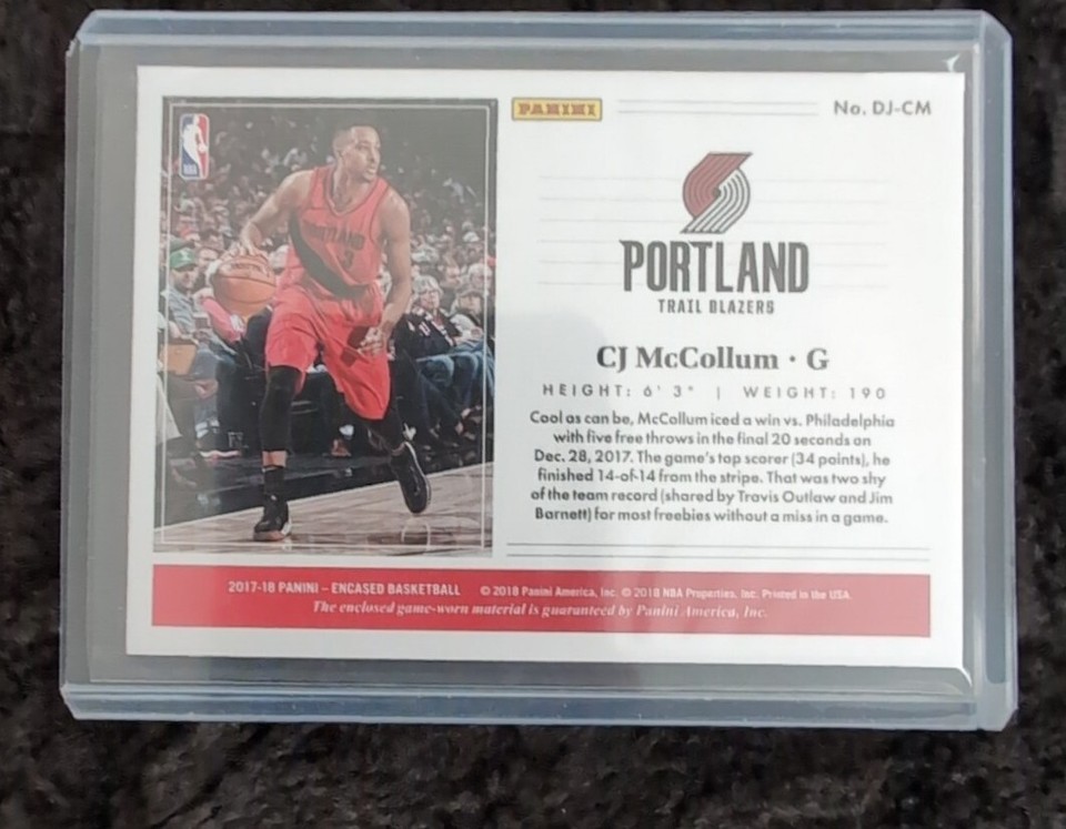 2017-18 Panini Encased Dual Jerseys (66/99) CJ McCollum #DJ-CM | eBay
