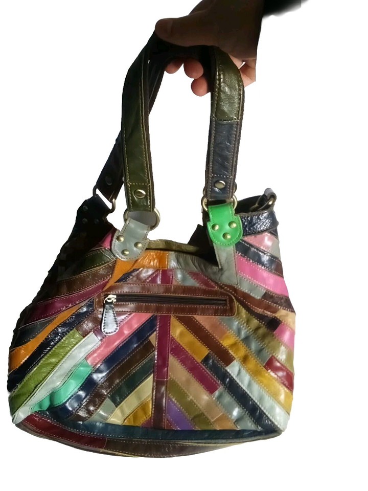 Ameri Leather Patchwork Leather Multi Color Women’s Shoulder Bag & Longer Strap | eBay