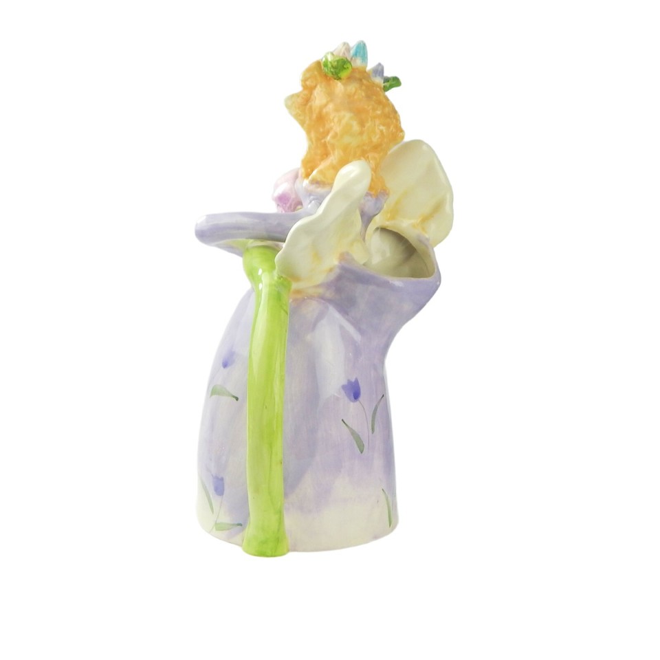 Fairy Angel Pitcher w Flower Watering Can Ceramic Pottery Light Purple ...