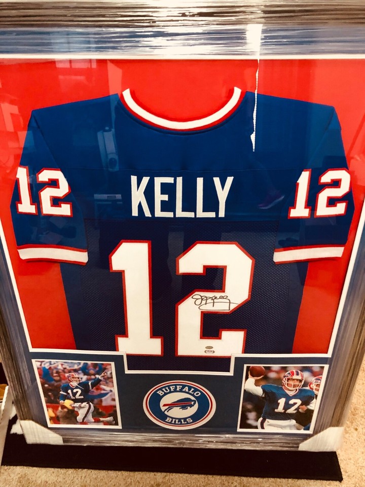 🔥🔥 Jim Kelly 🔥🔥 Framed Signed Blue Replica Jersey PSA COA Buffalo Bills ...