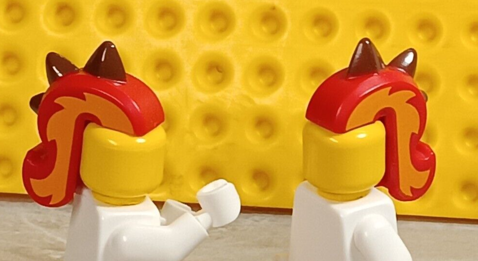 LEGO Spiked Mohawk MULLET Red Brown Yellow Flames Long Flipped ...
