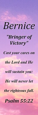 Bernice "Bringer of Victory" Keepsake Name Meaning Bookmark with Verse ...