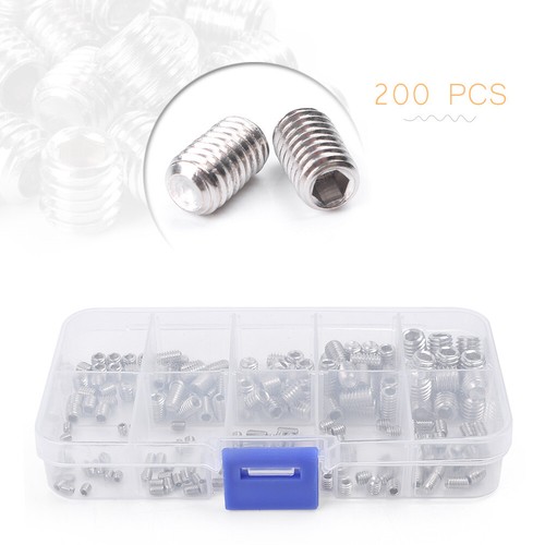 200PCS M3/M4/M5/M6/M8 Allen Head Socket Hex Grub Screw Assortment Cup ...
