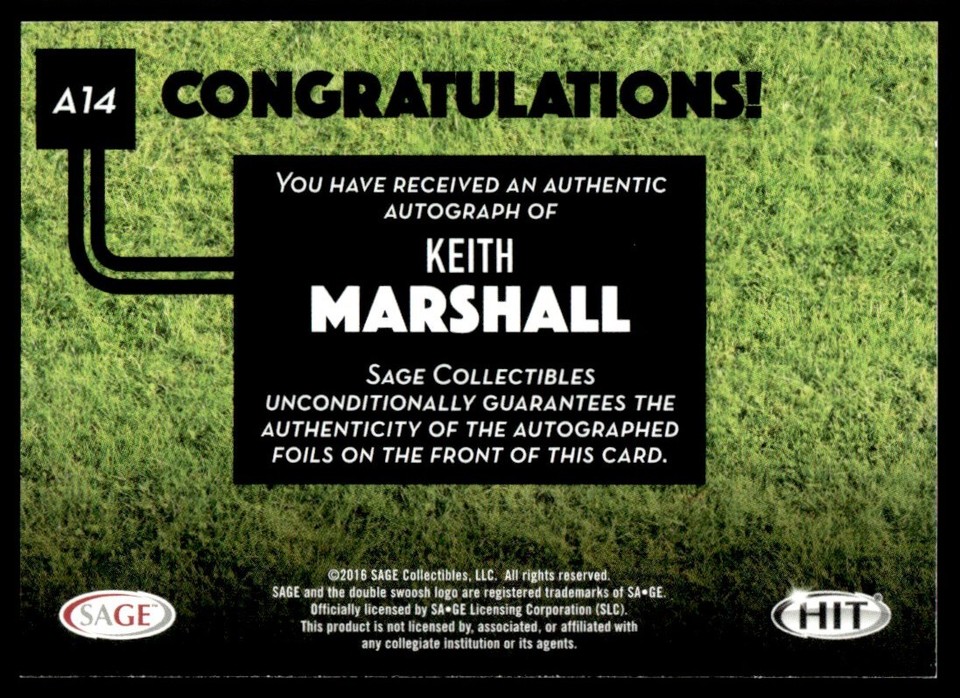 2016 SAGE HIT Autographs Keith Marshall Rookie Auto 77/250 Georgia ...
