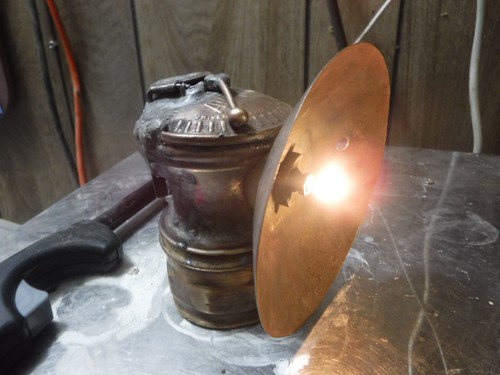 Working auto lite Miner's Carbide Lamp apocalyptic flash light caving ...