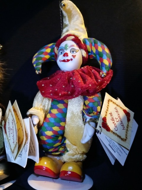 Clown Jester Doll Bisque Porcelain Collectors Choice Handcrafted ...