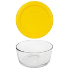 Pyrex 7200 2-Cup Glass Food Storage Bowl & 7200-PC Meyer Yellow Plastic ...