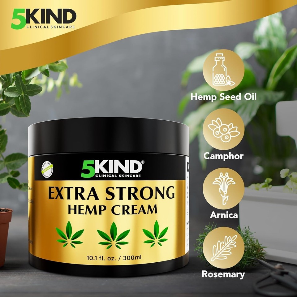 5kind Extra Strong Hemp Cream 300ml - High Strength Hemp Oil and Arnica ...