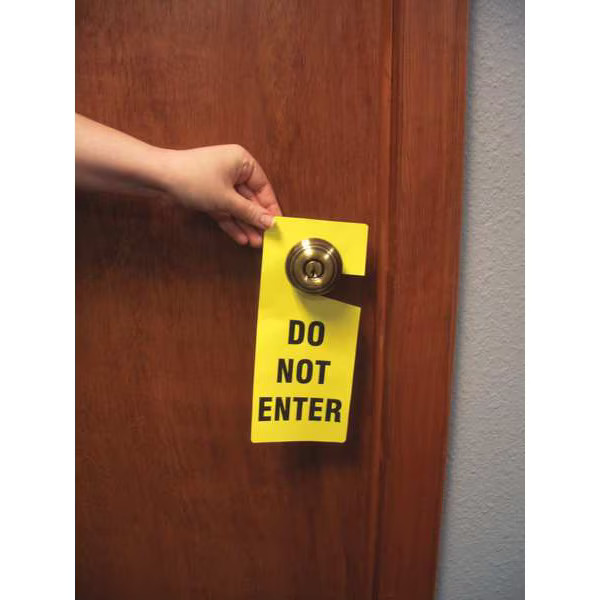 Door Knob Hanger Tag, Information, Plastic, 9 in H x 4 in W, Orange ...