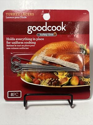 Good Cook 8-Pc Stainless Steel Poultry Turkey Lacer w/ Lacing Twine ...