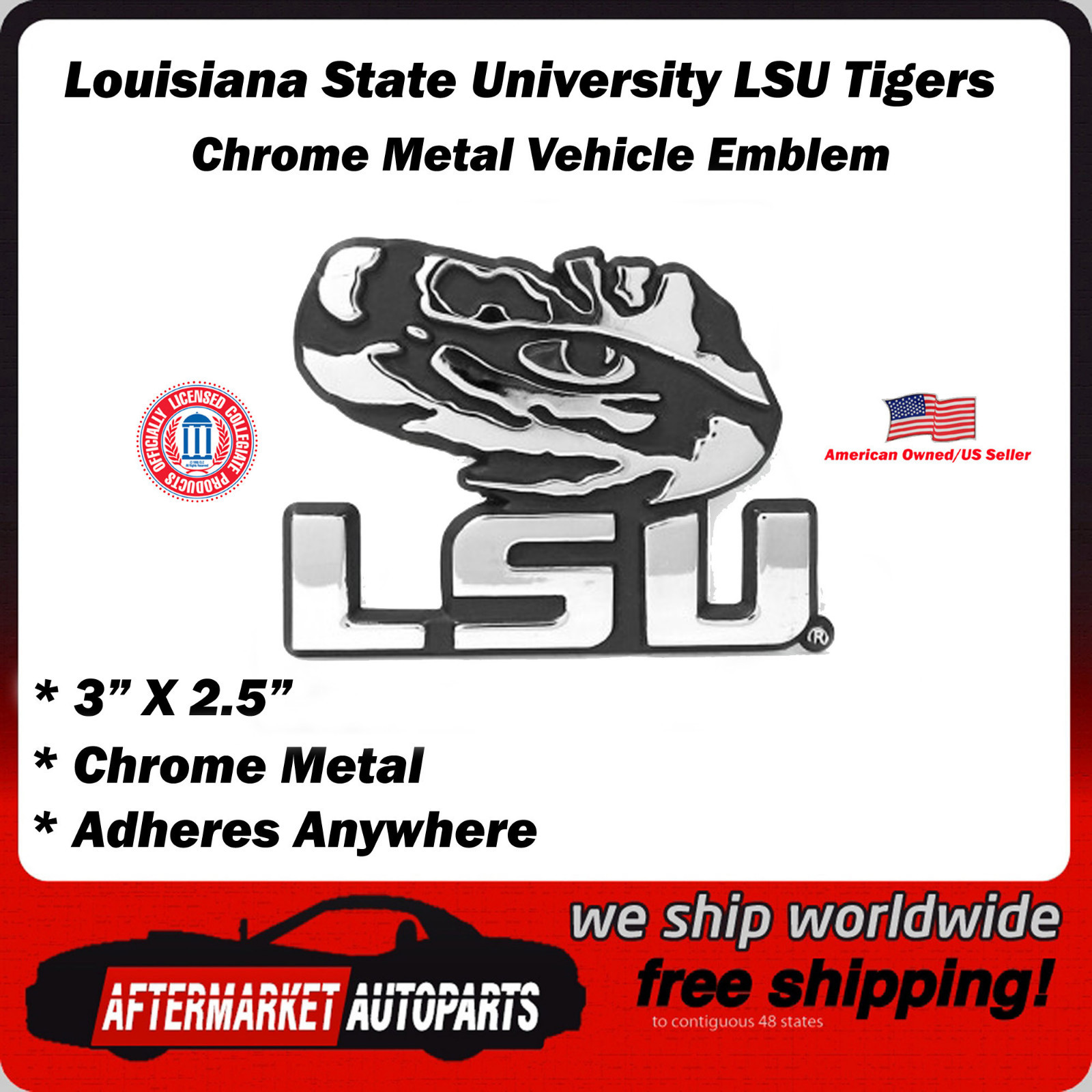 Louisiana State University LSU Tigers Chrome Metal Car Auto Emblem ...