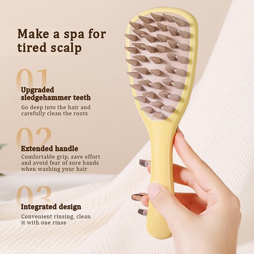 Ginkgo Leaf Hair Brush Massager Silicone Coarse Toothed Belt Handle _ke ...