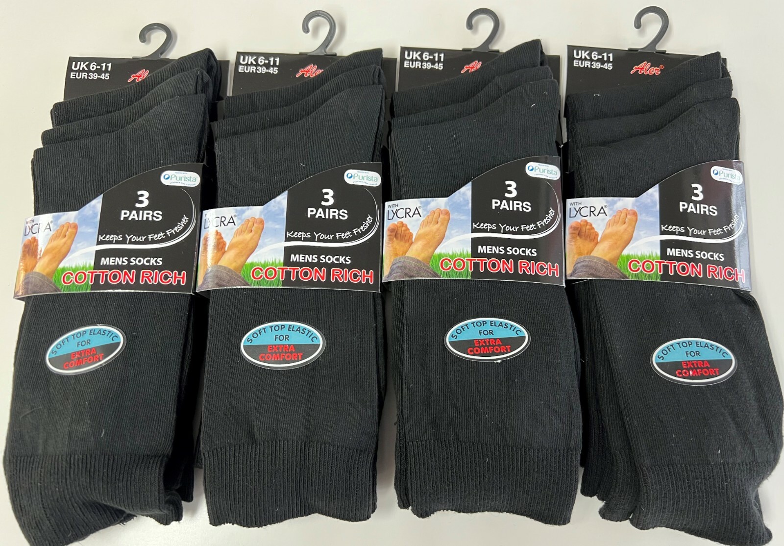 3-12 Pairs MEN'S Soft Top Elastic For Extra Comfort Cotton Rich Lycra ...