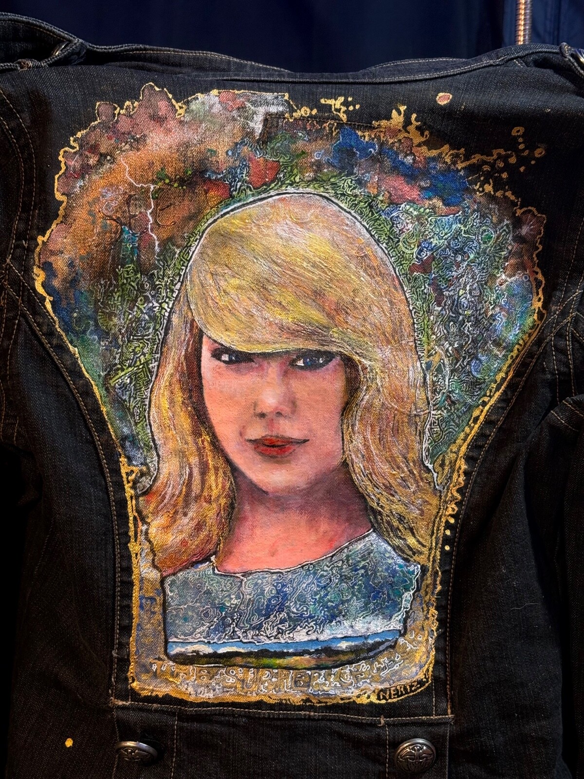 custom hand painted Taylor Swift denim jacket - Gem