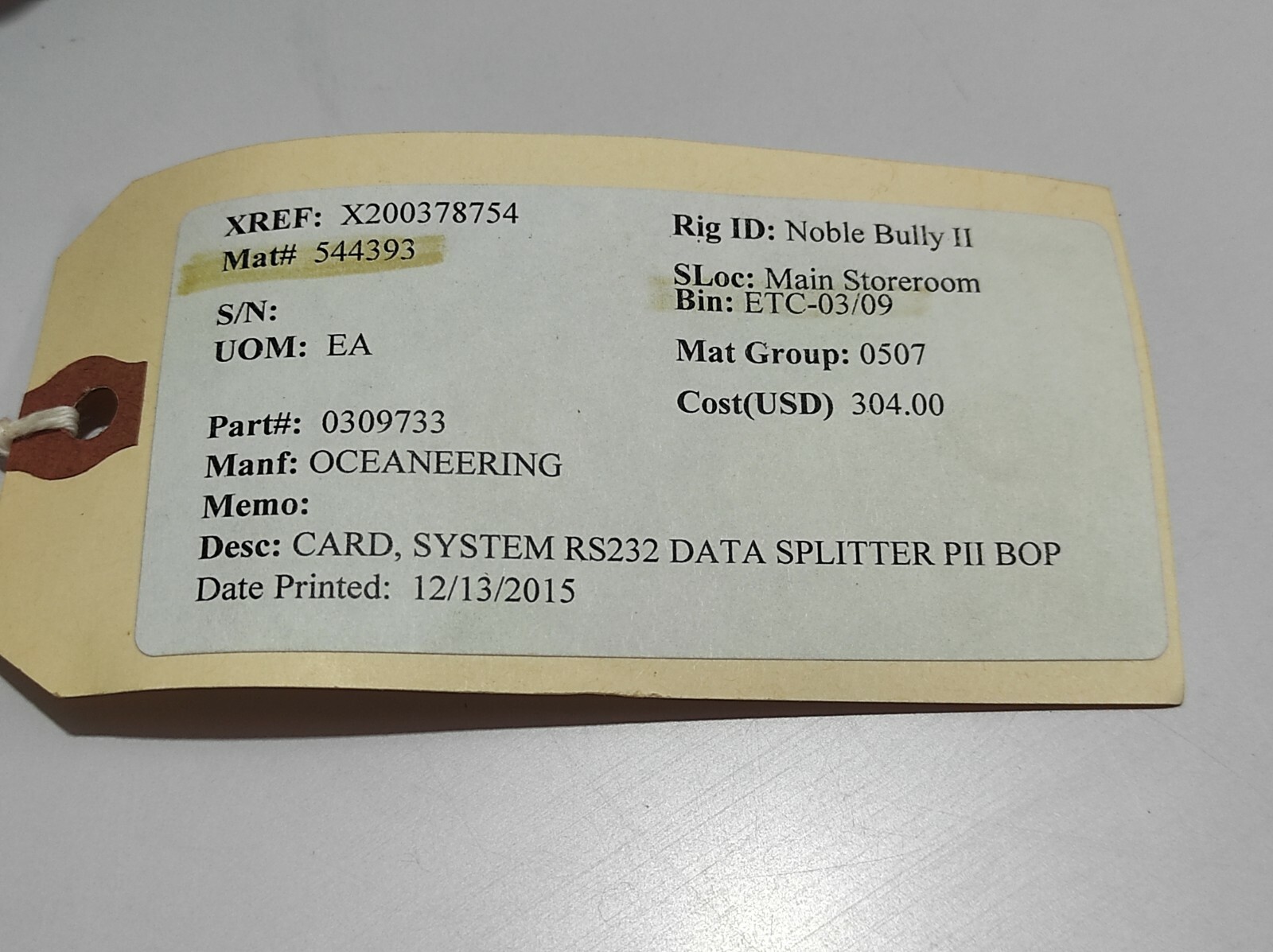 Oceaneering 0309733 System RS232 Data Splitter PII BOP Card 0309733 Rev ...