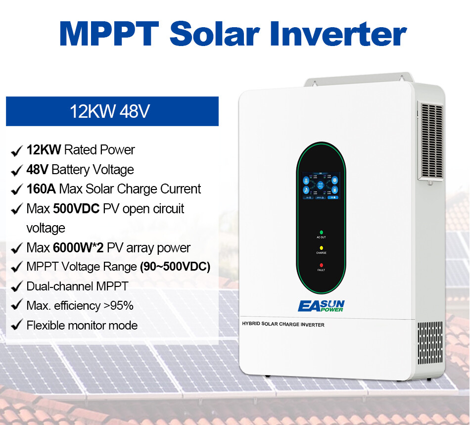 Easun 12000W 12KW 48V Solar Inverter Hybrid AC 120V/240V MPPT 200A ...