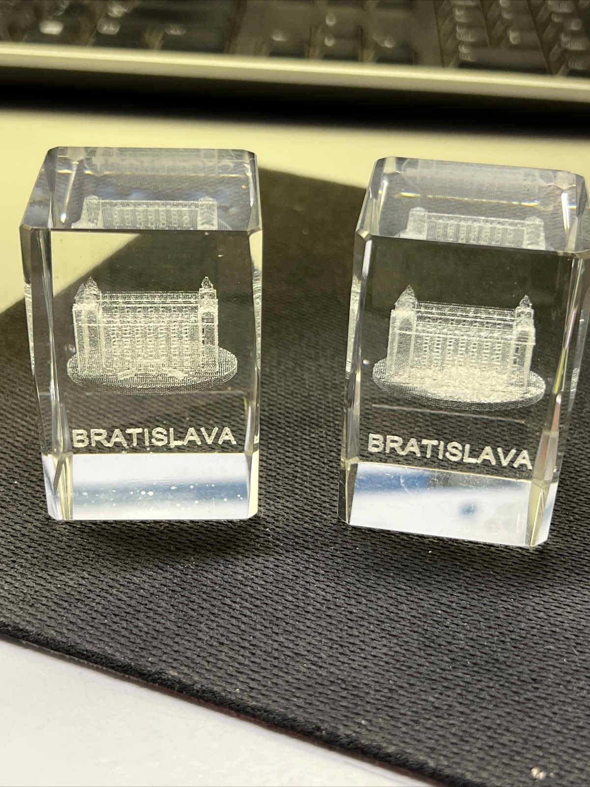 Set Of 2 Bratislava 3D Laser Etched Crystal Paperweights Castle | eBay