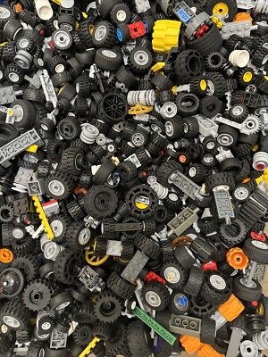 LEGO Bulk WHEELS 1/2 lb pound Tires Axles Hubs Car Rims Lots Parts ...