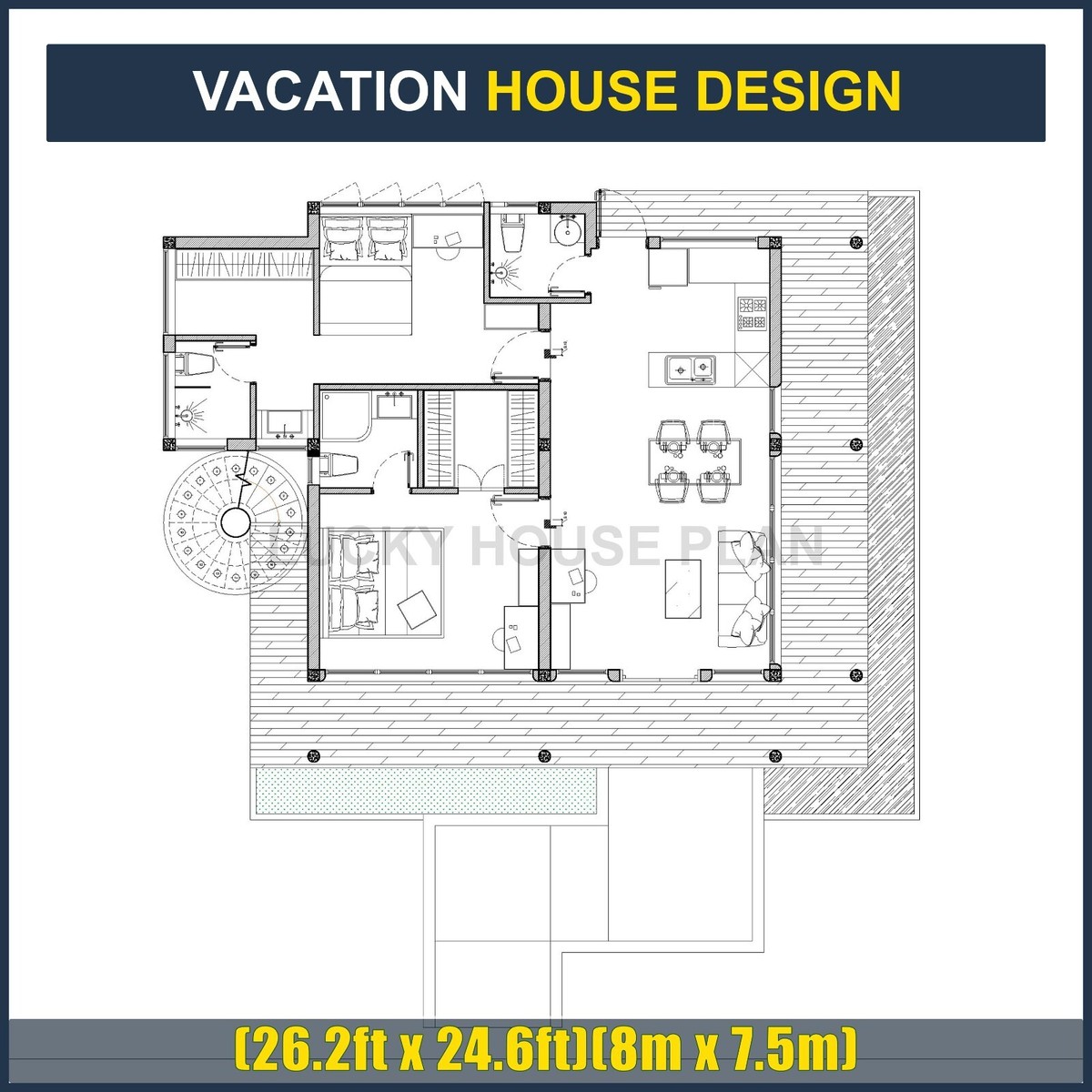 Vacation Home Plan Linear Modern Farmhouse Style ADU House Plan