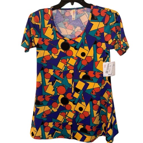 NWT Lularoe Top 2XS XXS Blue Floral Perfect T New COLORFUL Geometric ...