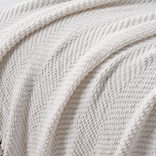 Cream Throw Blanket for Couch Textured Knitted Throw Blanket with ...