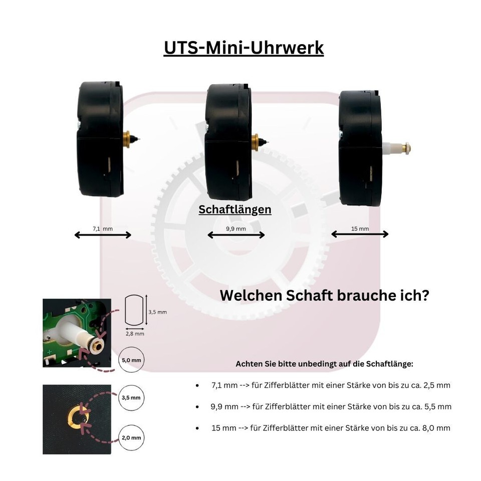UTS Uhrwerk Mini rund Quarz Rundwerk Modell 696 085 und 696 086 mit Ø ...
