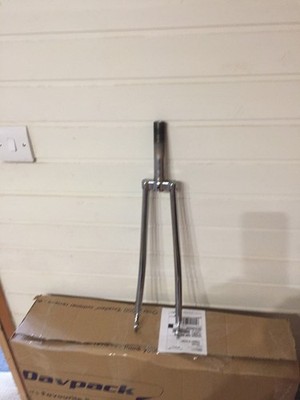 VINTAGE CHROME STEEL 1" THREADED STEERER RETRO ROAD BIKE 700c FORK ...