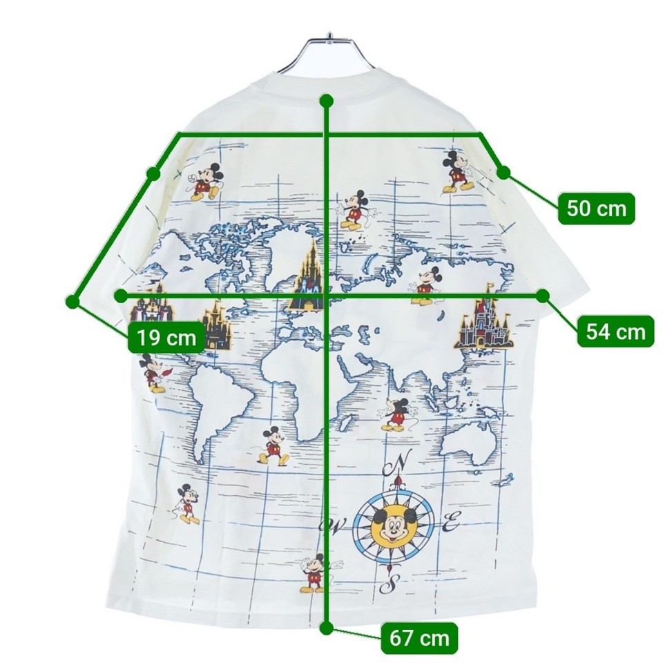 VINTAGE DISNEY MICKEY World Map Short Sleeve T-shirt Top White Used ...